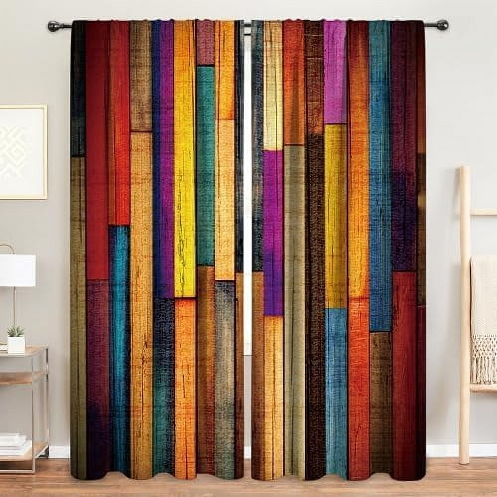 Rustic Farmhouse Curtains Rod Pocket Colorful Curtains For Living Room ...