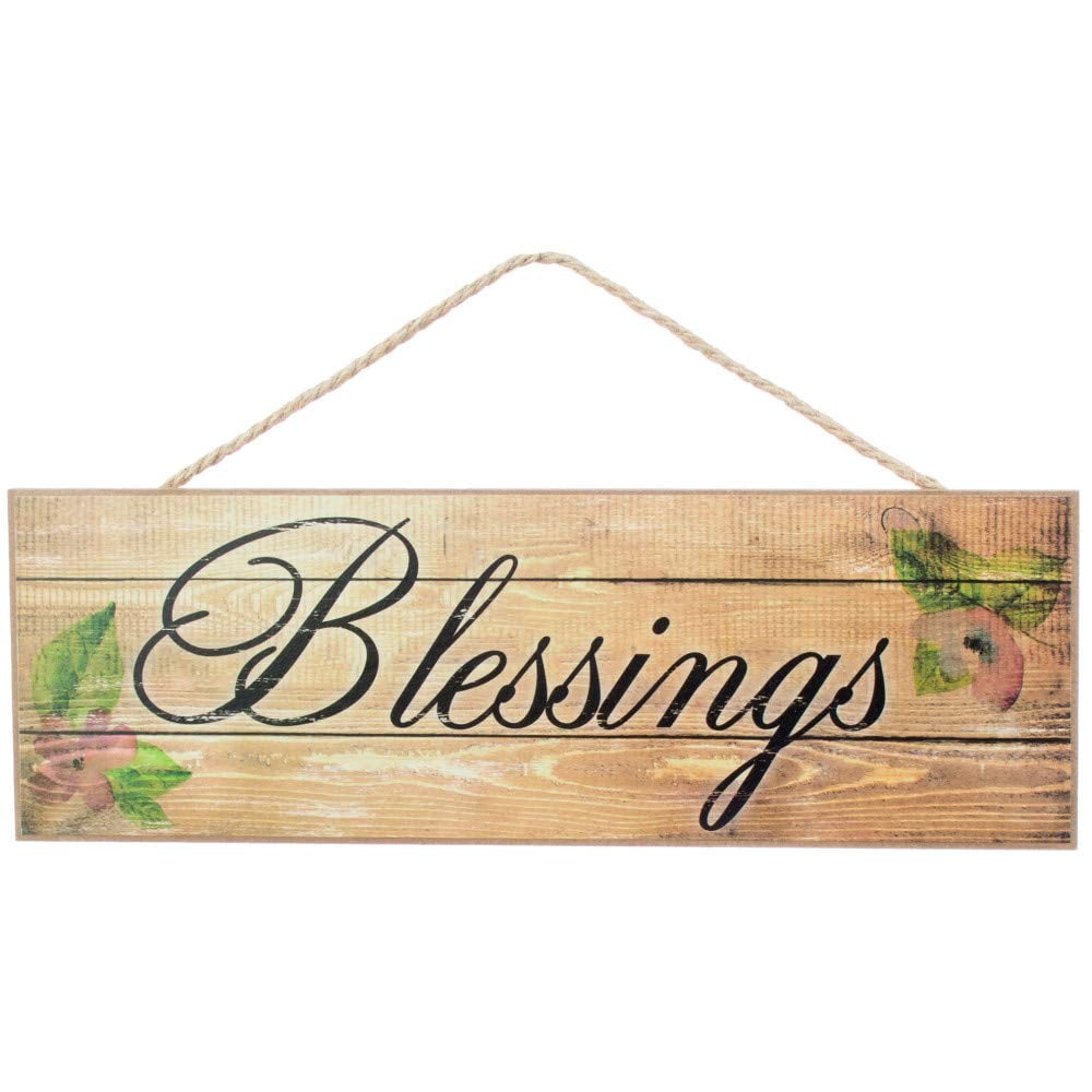 Rustic Farmhouse Decor Blessings Sign - 15" x 5", Easter, Wreath ...