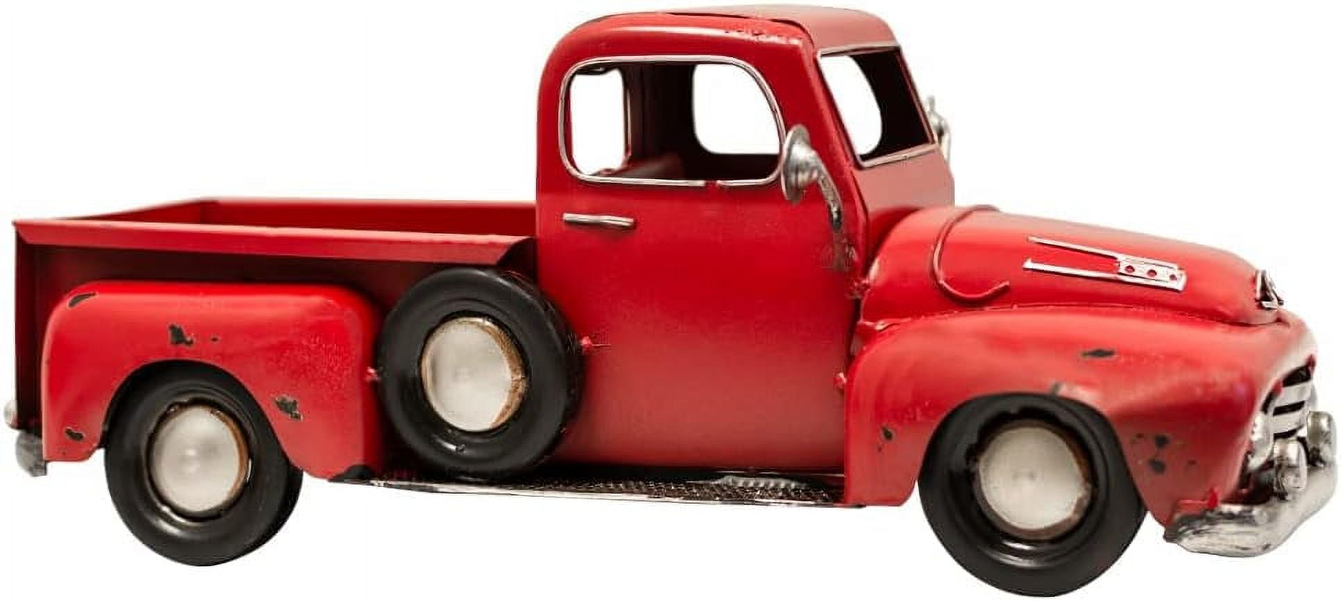 Rustic Farmhouse- Decorative Red Pickup Truck | Set On Flat Surface In ...