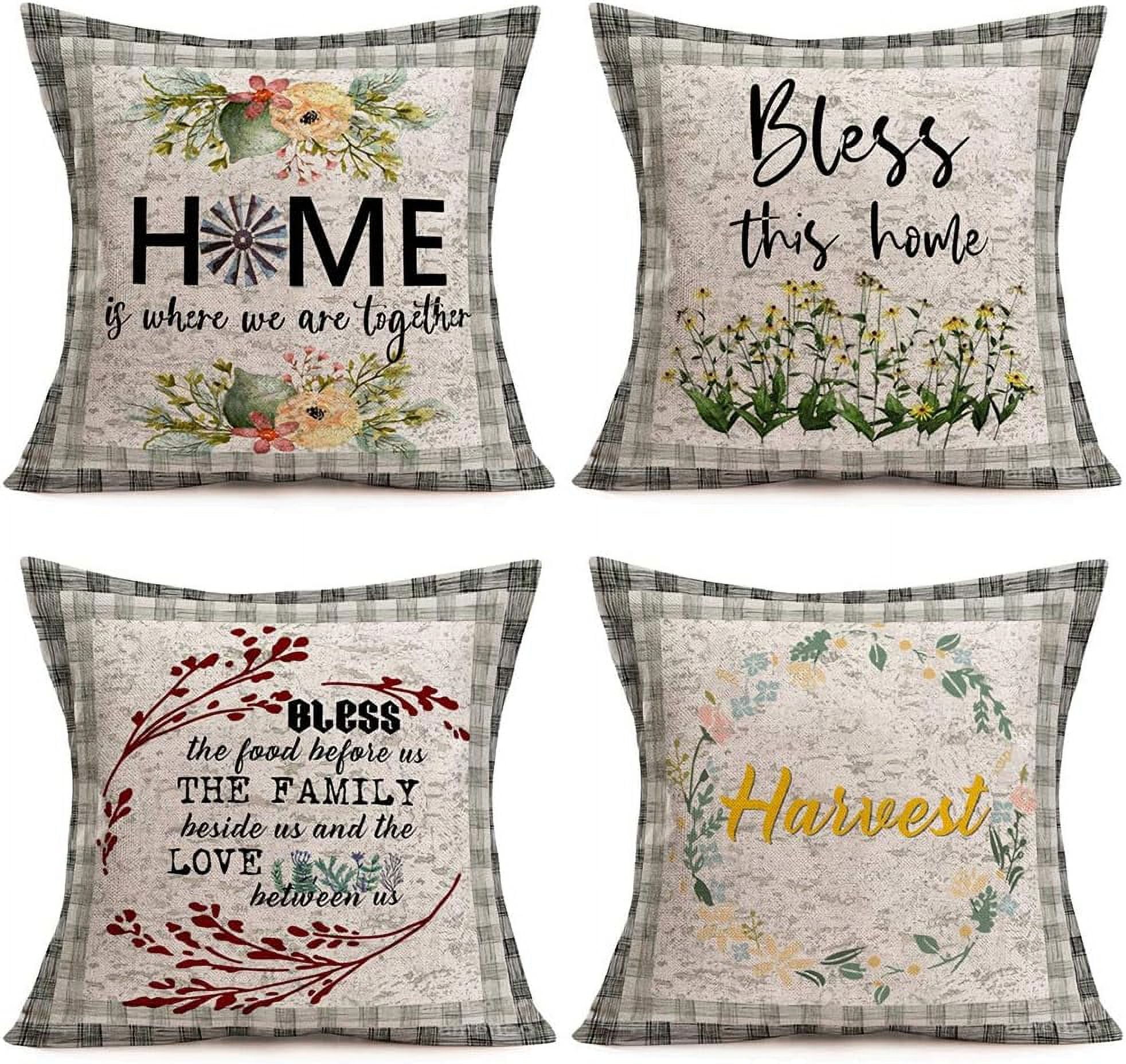 Rustic Farmhouse Decorative Throw Pillow Covers Set of 4 Buffalo Plaid ...