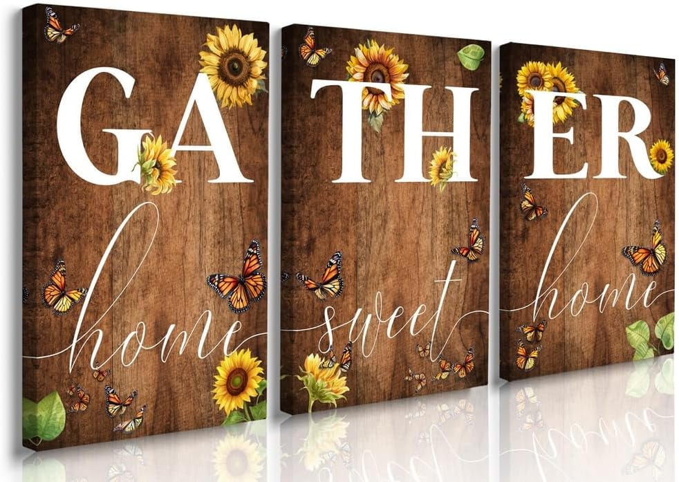 Rustic Farmhouse Dining Room Decor Cute Gather Signs for Home Decor ...