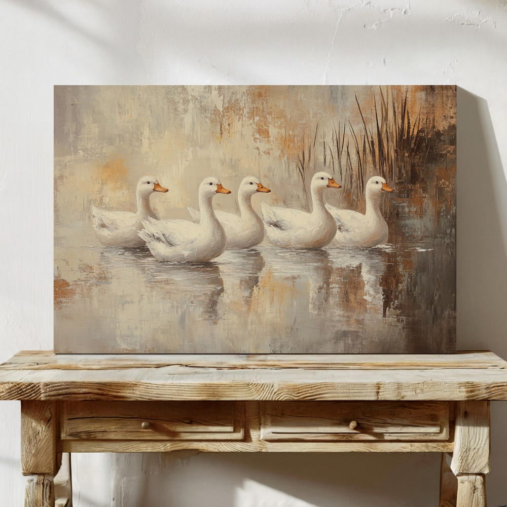 Rustic Farmhouse Duck Poster Art - Serene Waterfowl Painting For Wall ...
