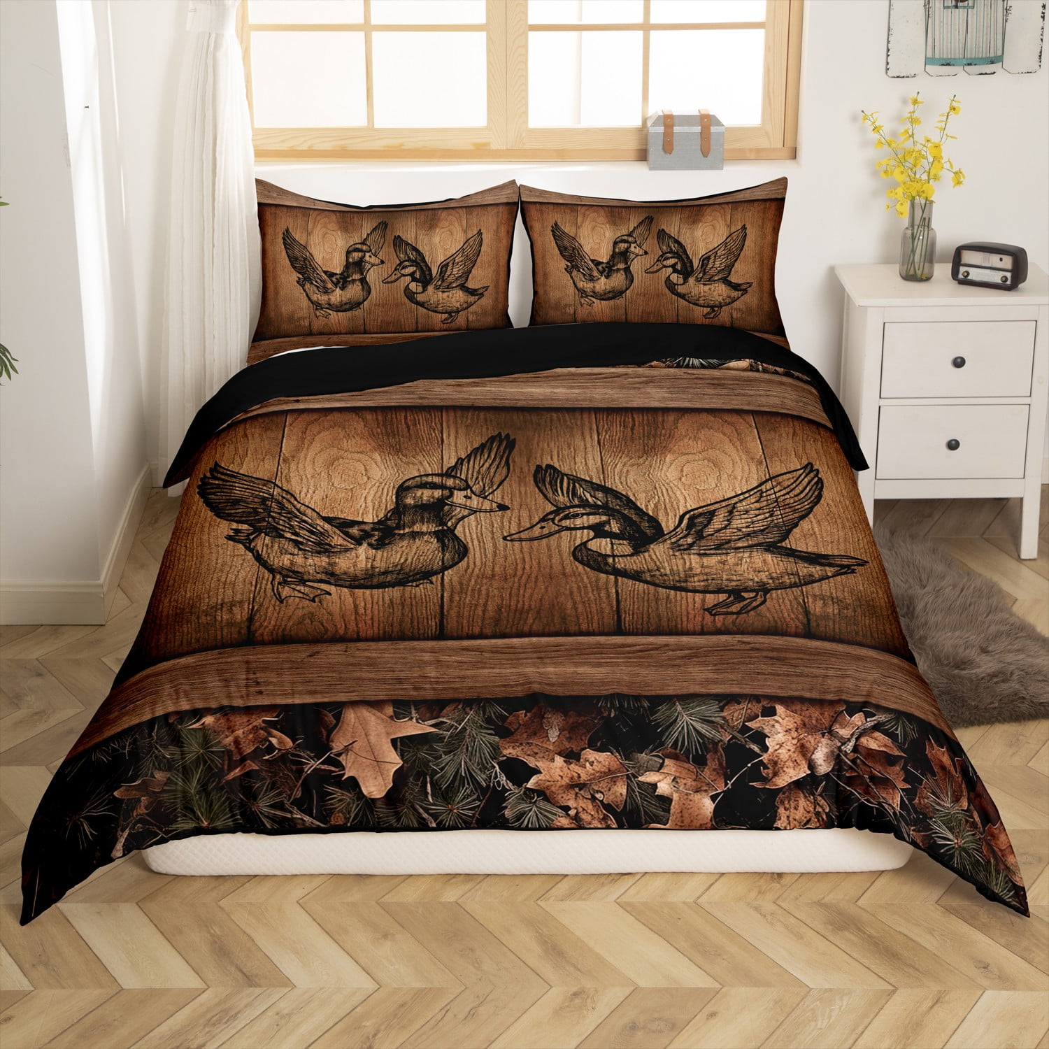 Rustic Farmhouse Duvet Cover Queen Tree Branches Camo Cabin Bedding Set ...