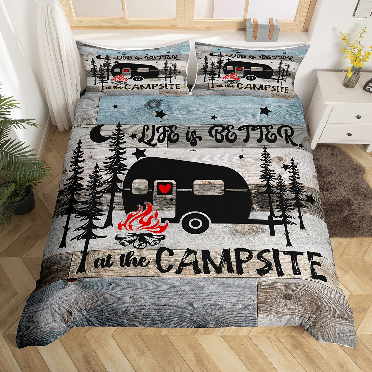 Rustic Farmhouse Duvet Cover Twin Camper Bedding Set For Travel ...