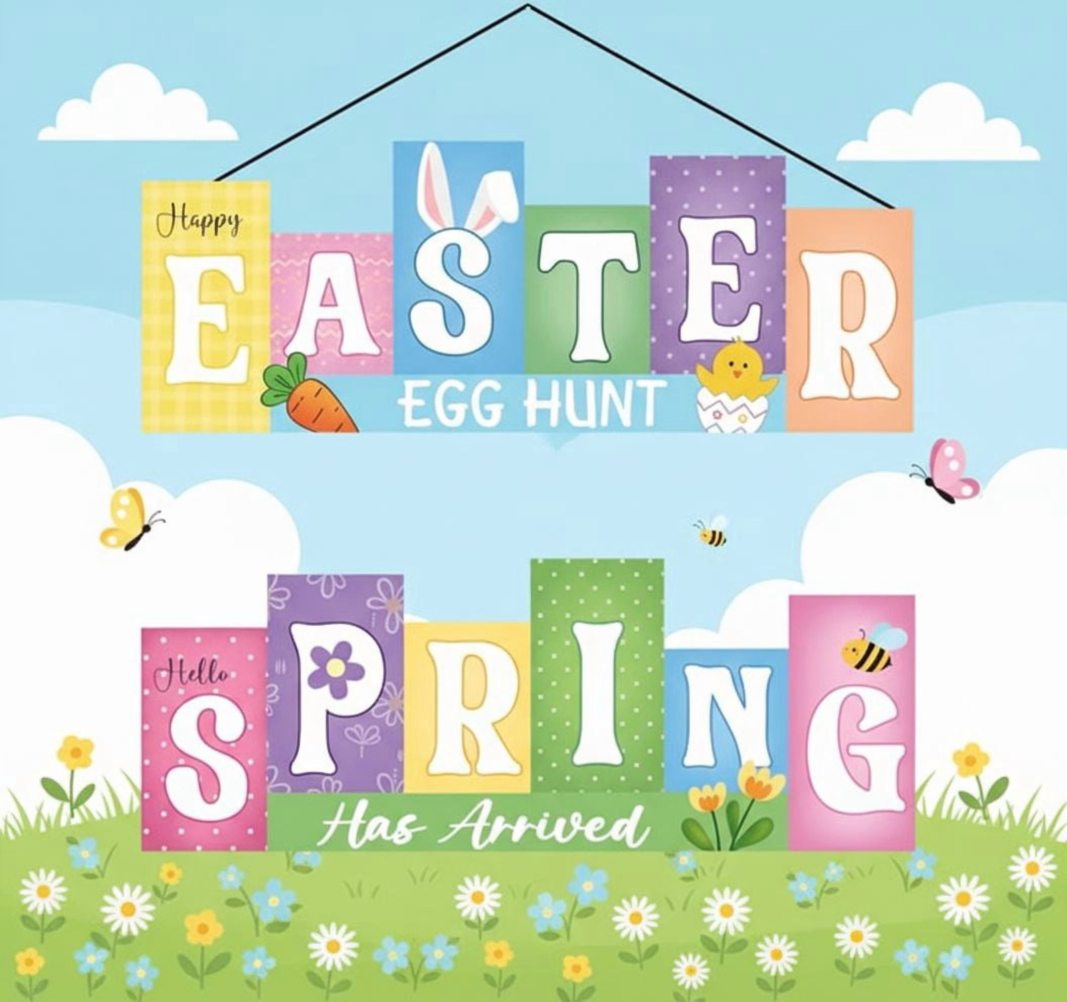 Rustic Farmhouse Easter Table Sign - Wooden Reversible Decor With ...