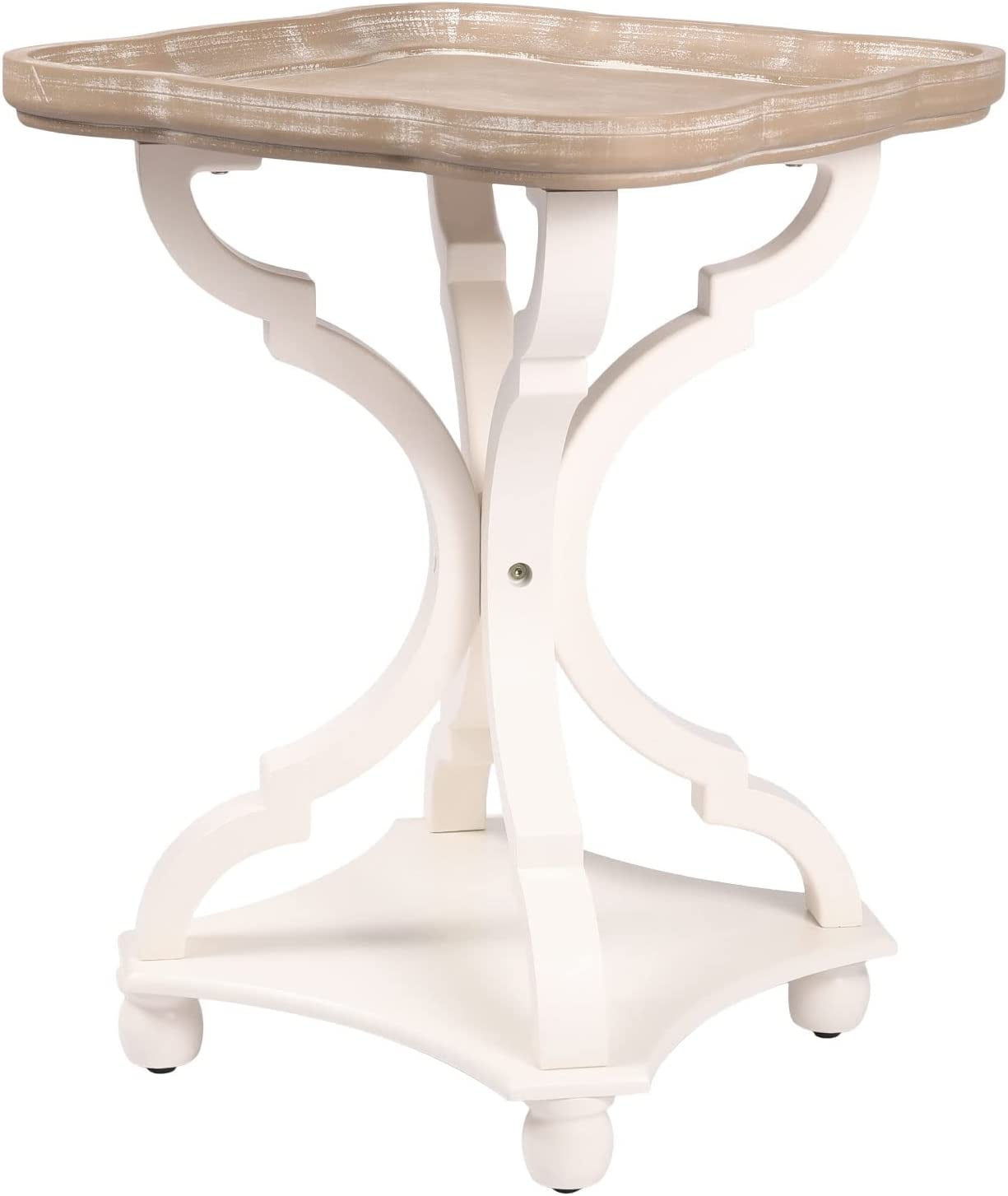Rustic Farmhouse End Table, French Country Pedestal Accent Table with Natural Square Tray Top ...