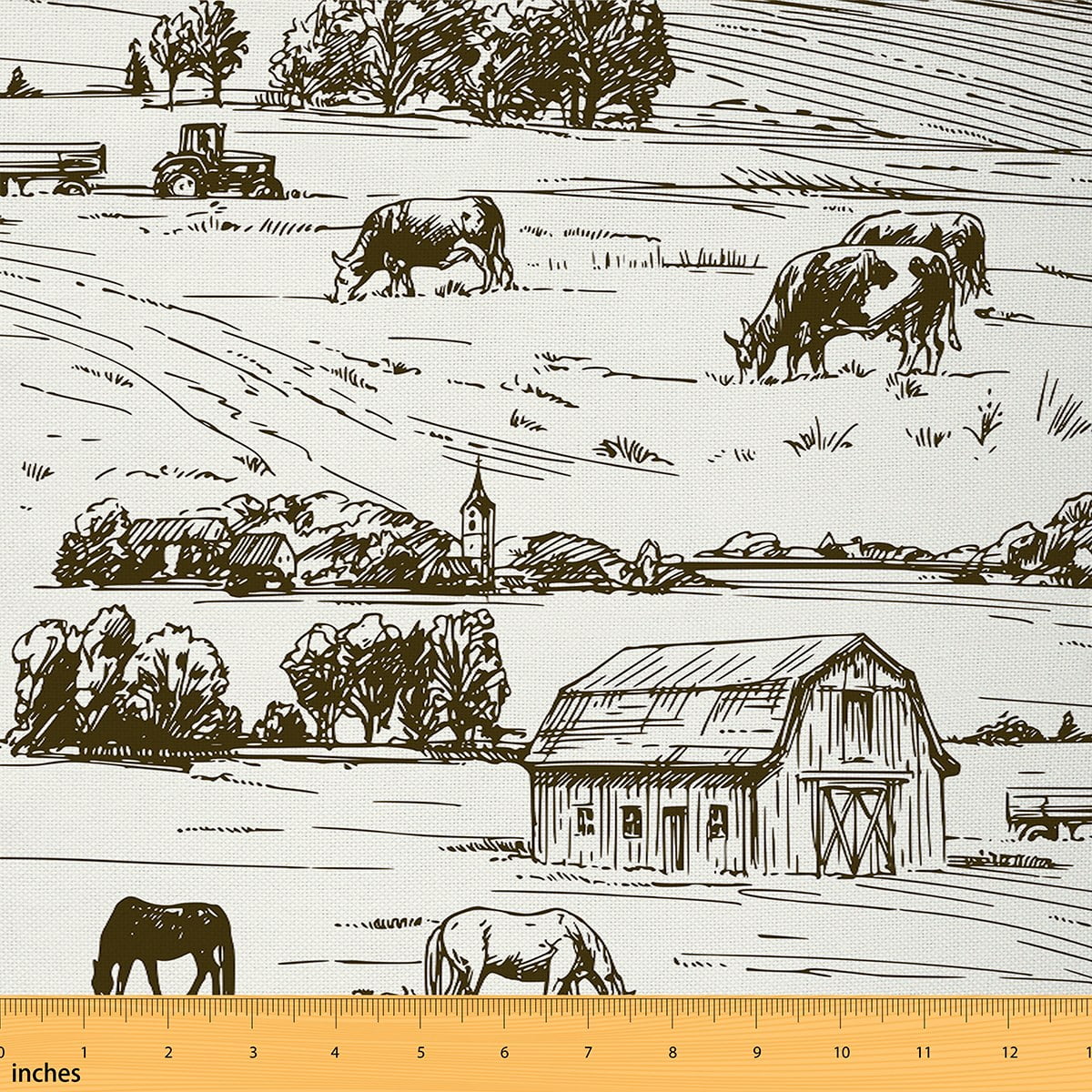 Rustic Farmhouse Fabric by the Yard,Western Farmhouse Horse Fabric,Hand ...