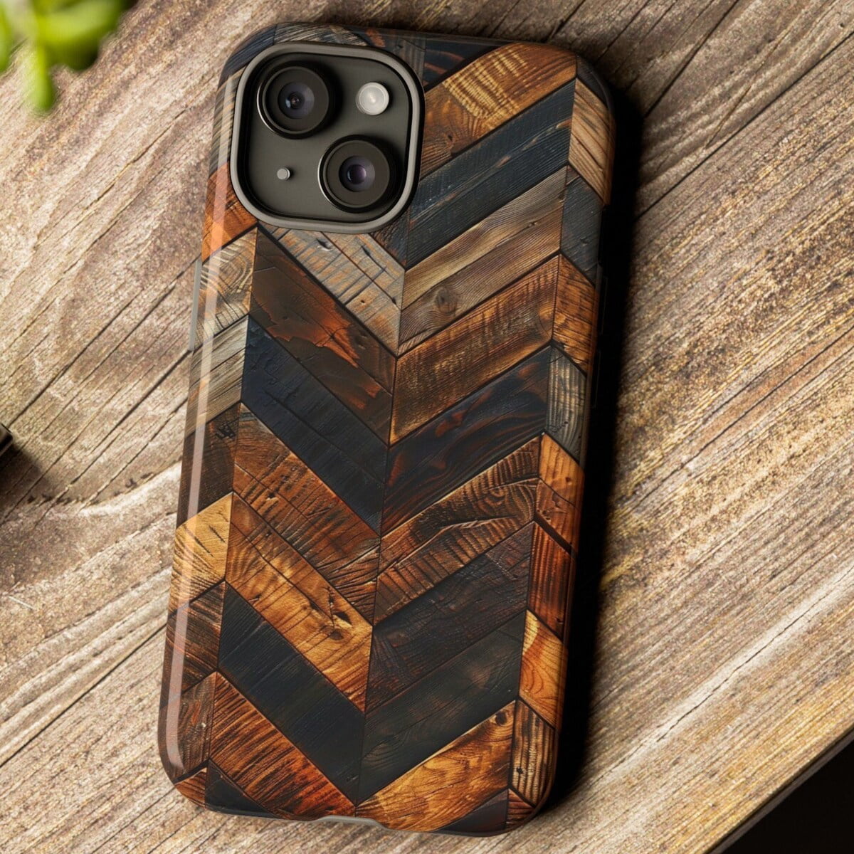 Rustic Farmhouse Faux Wood Chevron Pattern with iPhone 17 to 11 Pro Max ...