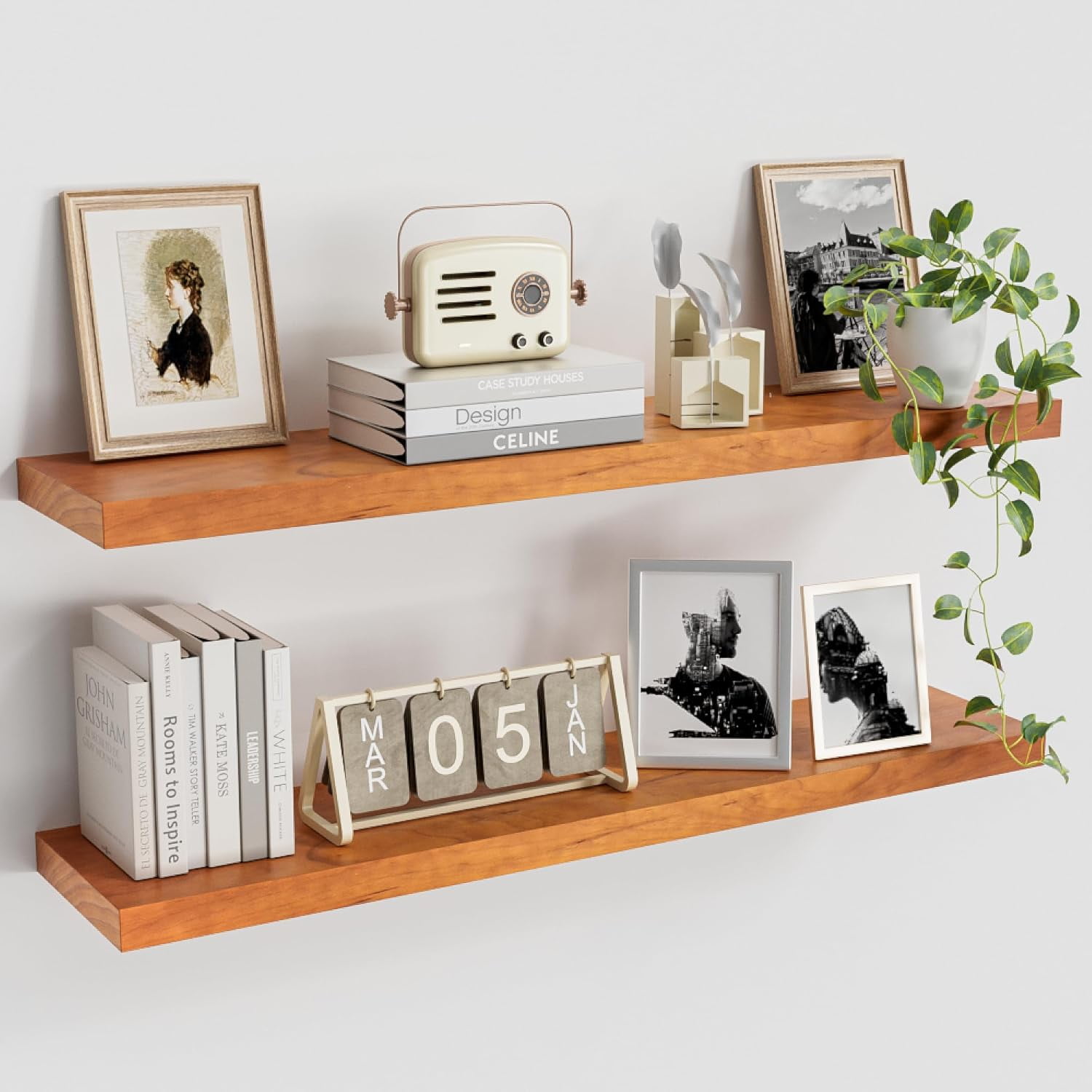 Rustic Farmhouse Floating Shelves, Bathroom Wooden Shelves for Wall ...