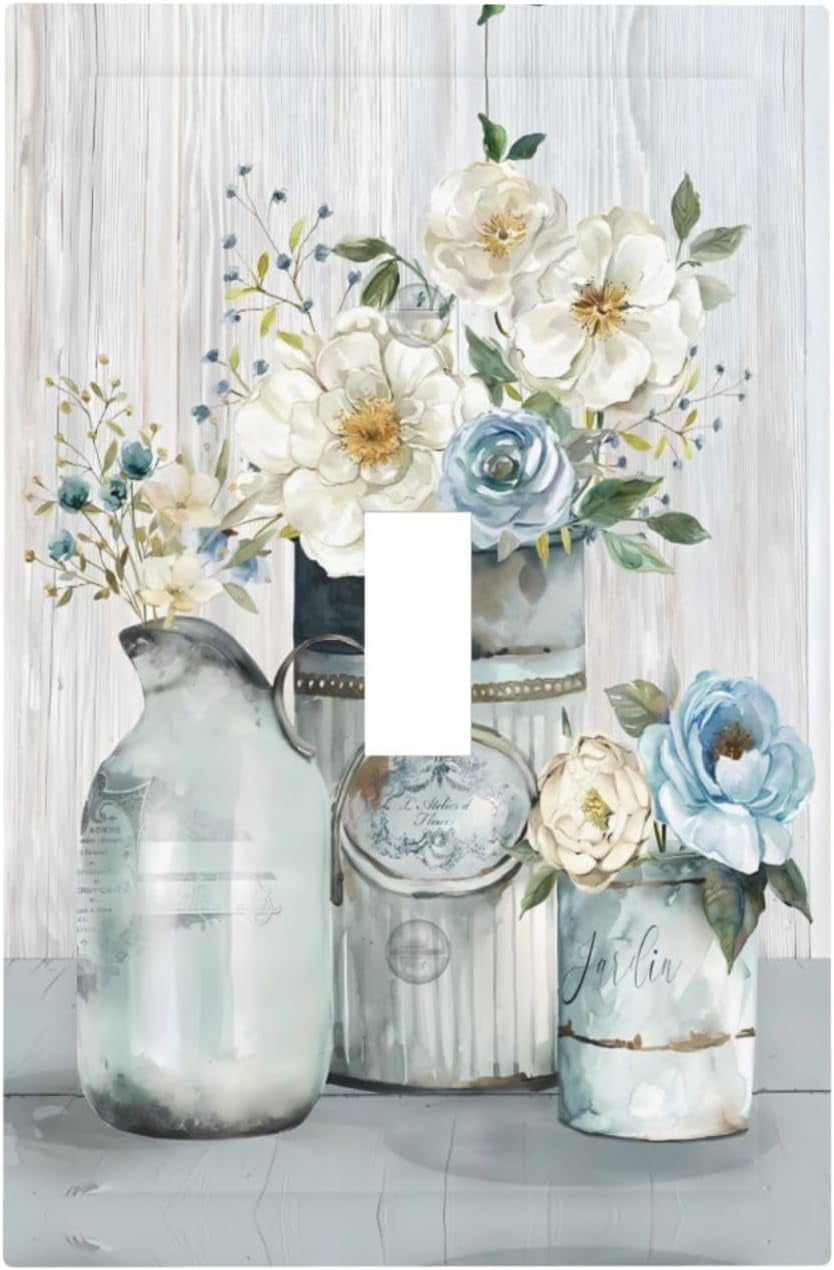 Rustic Farmhouse Floral Light Switch Cover Double Toggle 2 Gang Wall ...