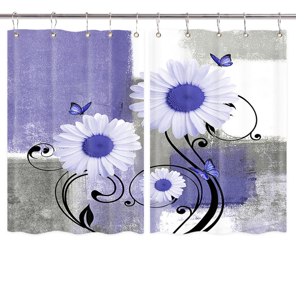 Rustic Farmhouse Flowers Kitchen Curtains Sets for Windows,Farm Teal ...
