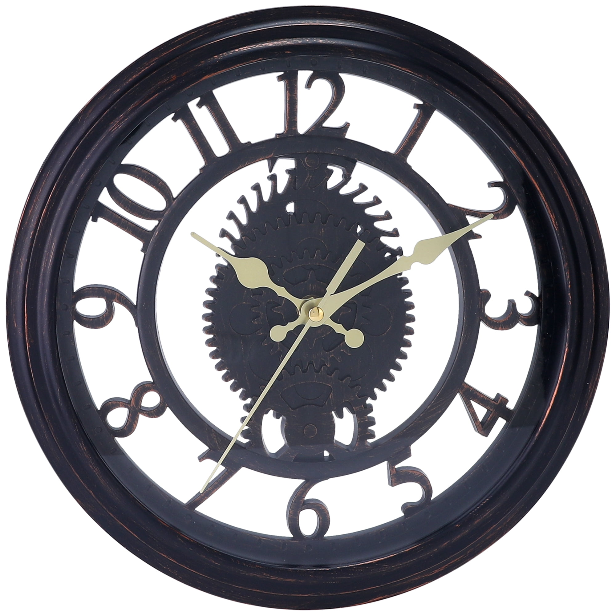 Rustic Farmhouse Gear Clock with Moving Gears Wall Clock Industrial ...