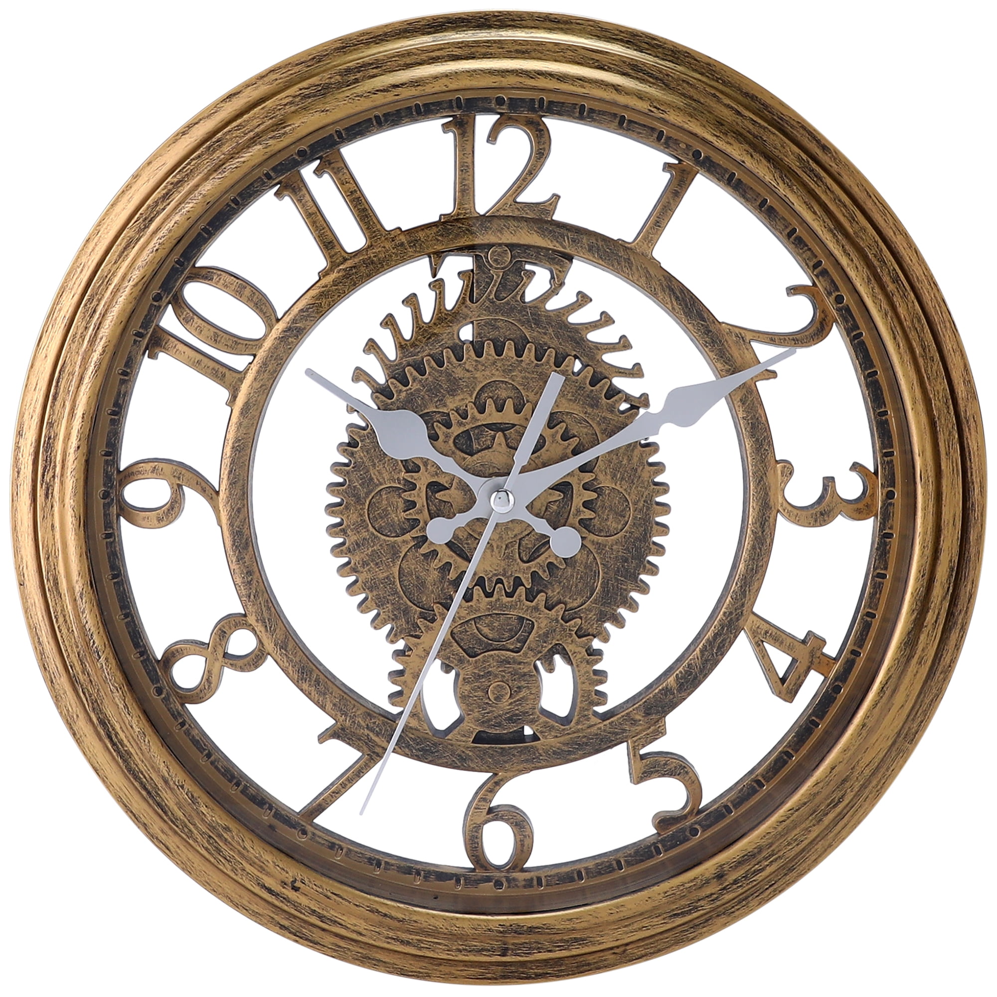 Rustic Farmhouse Gear Clock with Moving Gears Wall Clock Industrial ...