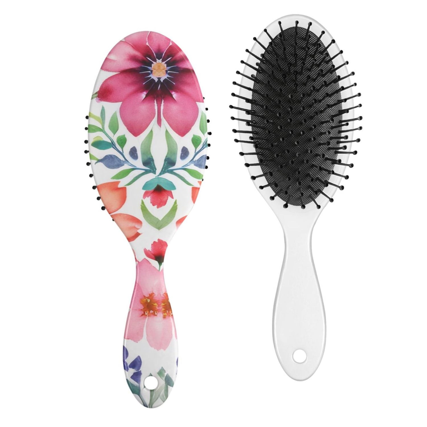 Rustic Farmhouse Hair Brush, Bloom Blossom Pattern Detangling Paddle ...