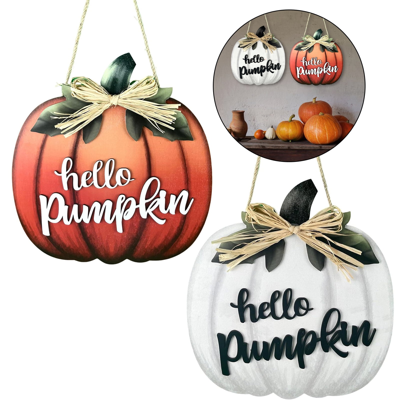 Rustic Farmhouse Halloween Pumpkin Door Sign - Wooden Autumn Fall Front ...