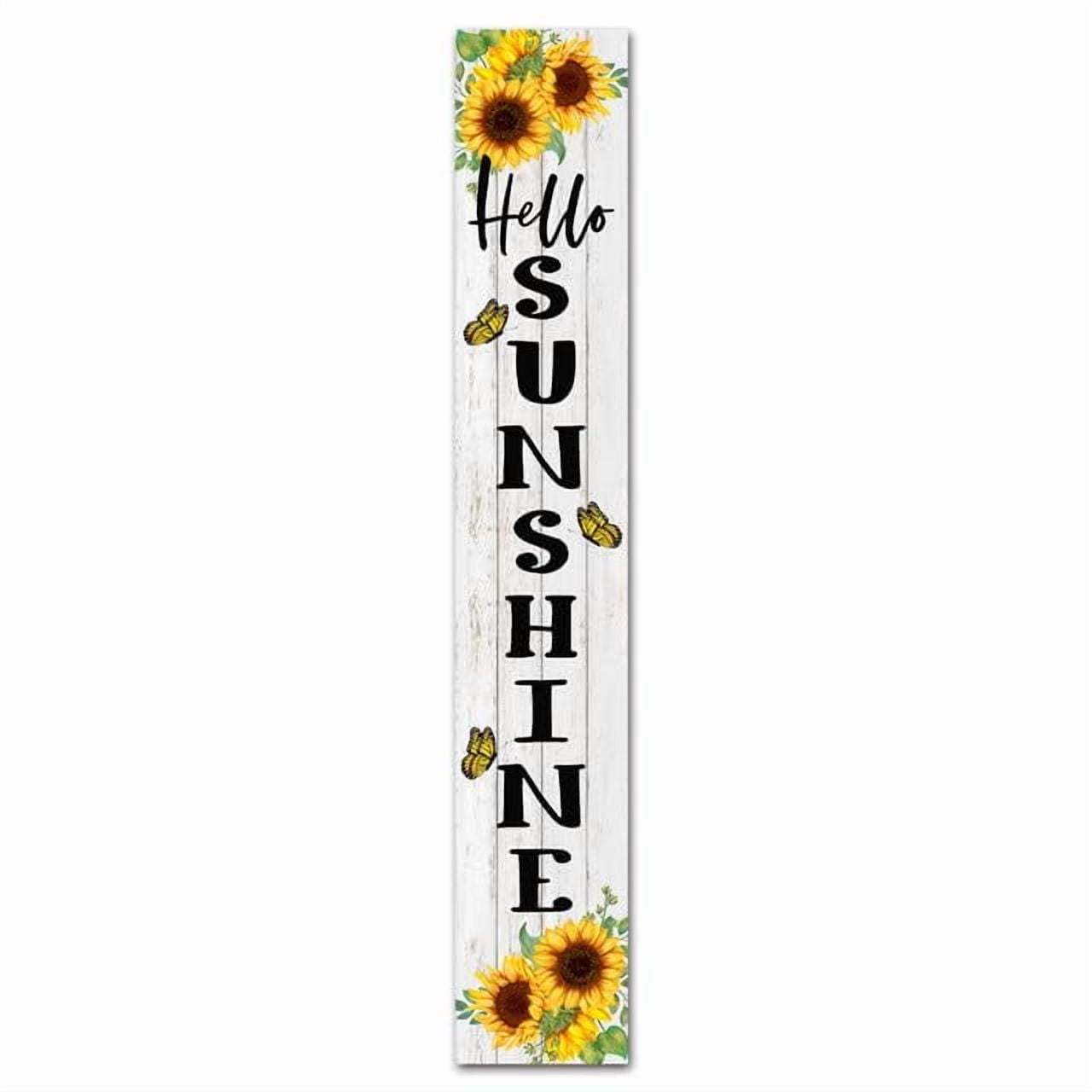 Rustic Farmhouse Hello Sunshine Porch Sign Vertical Sunflower Porch ...