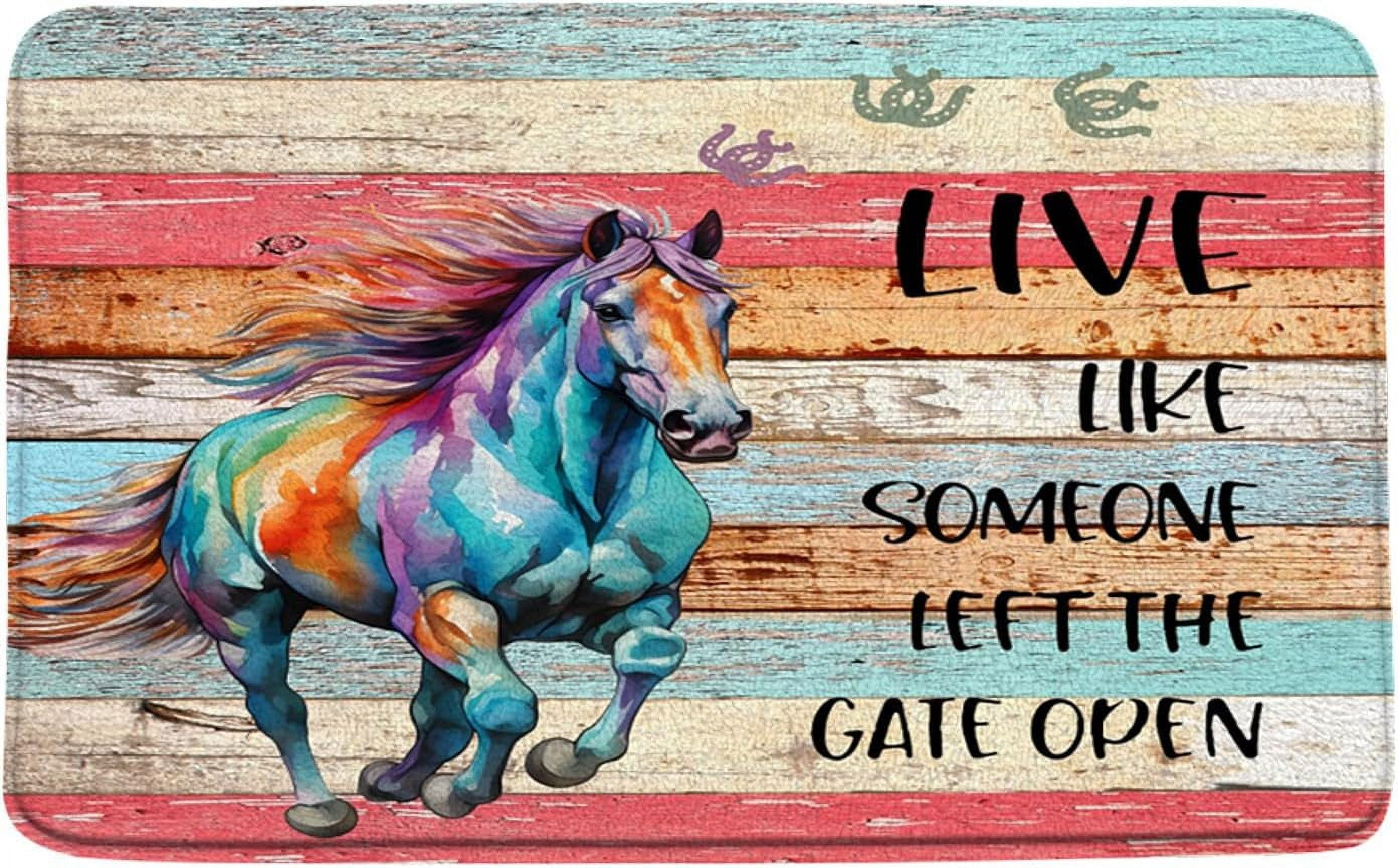 Rustic Farmhouse Horse Bath Mat Farm Animal Inspirational Quote ...