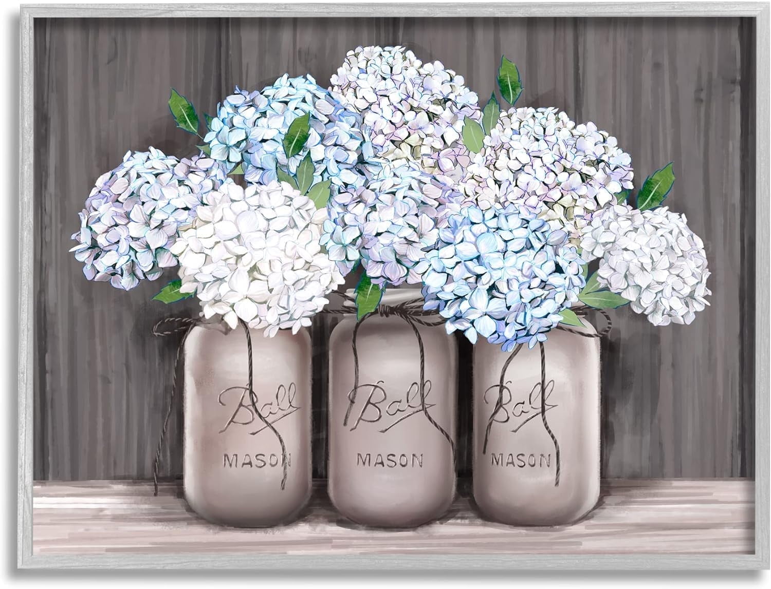 Rustic Farmhouse Hydrangea Blossoms Mason Jar Planter,Design by Ziwei ...
