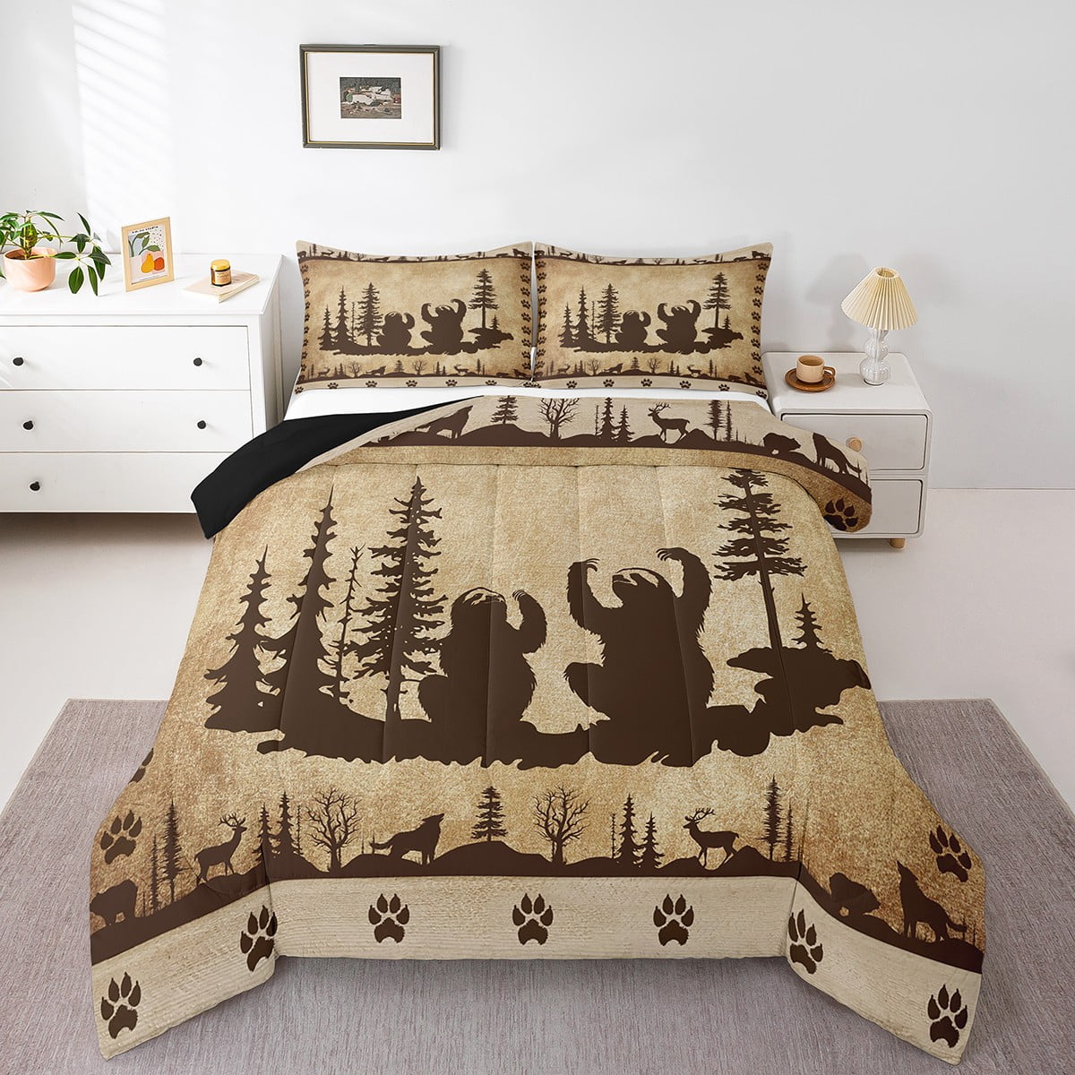 Rustic Farmhouse King Bedding Set,Kawaii Sloth Woodland Animals ...