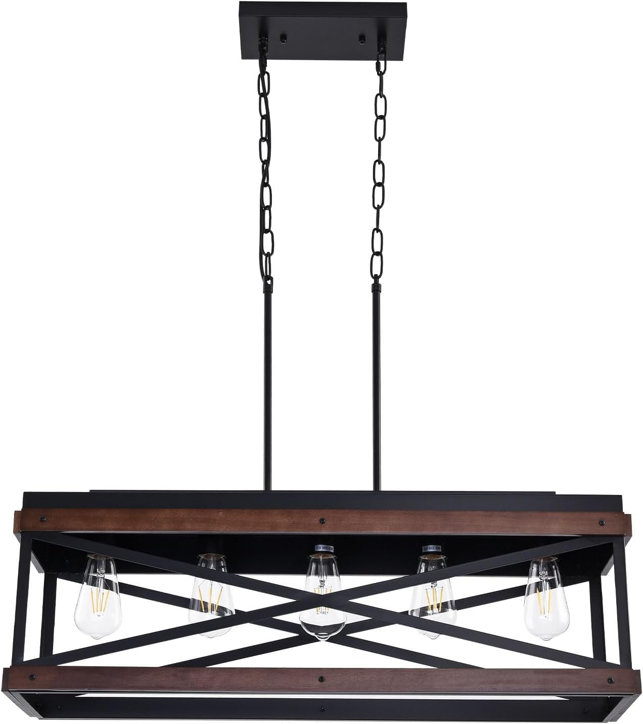 Rustic Farmhouse Kitchen Island Lighting Wood and Metal Linear ...