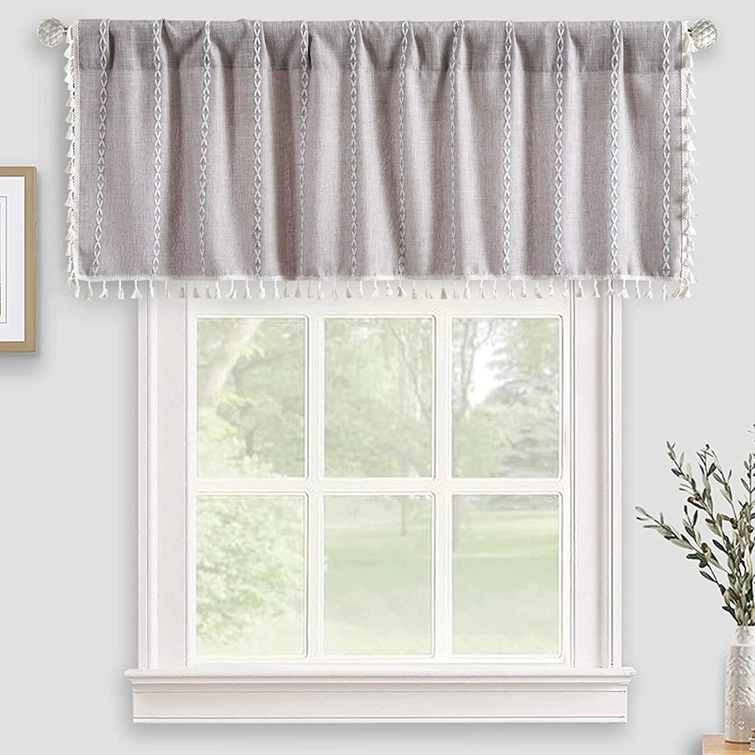 Rustic Farmhouse Kitchen Valances for Windows in Tan, 18‘‘L x 52‘‘W ...