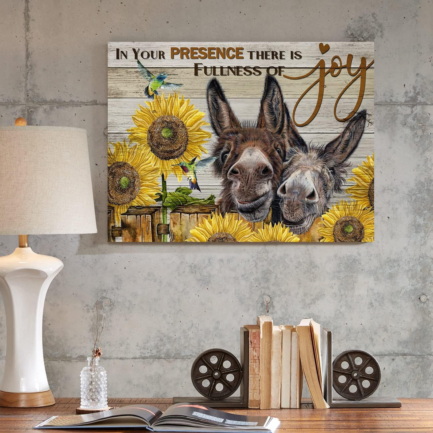 Rustic Farmhouse Kitchen Wall Decor Sunflower Cow Canvas Pictures ...