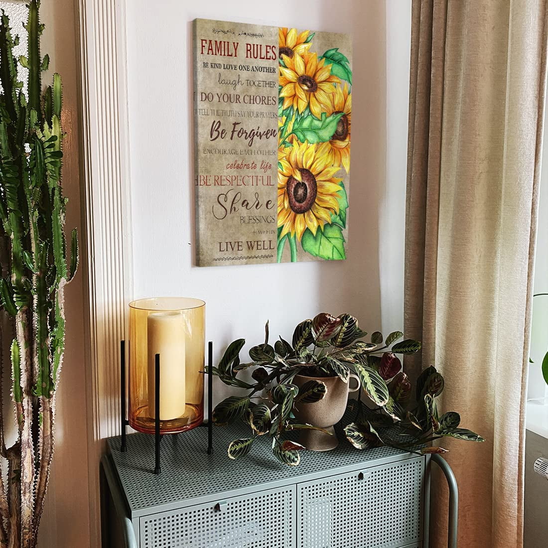Rustic Farmhouse Kitchen Wall Decor Sunflower Cow Canvas Pictures ...
