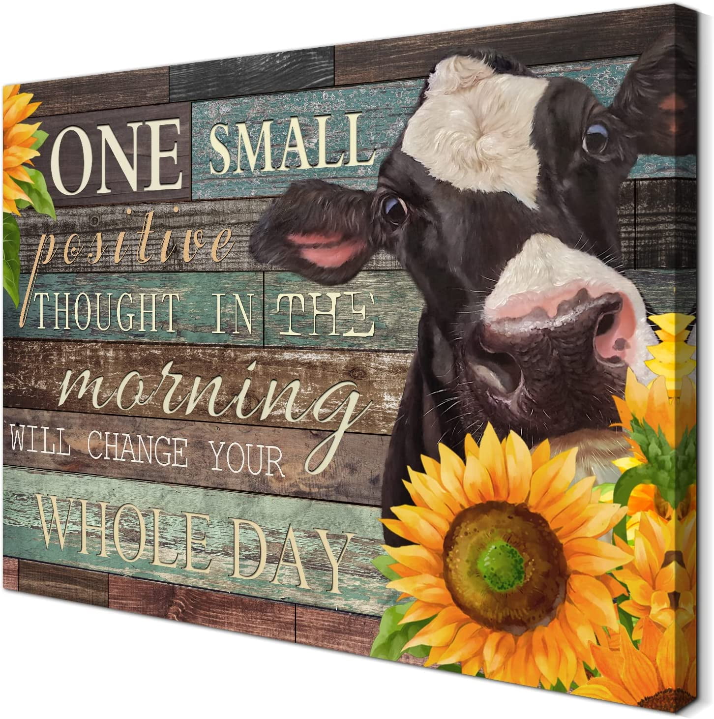 Rustic Farmhouse Kitchen Wall Decor Sunflower Cow Canvas Pictures ...