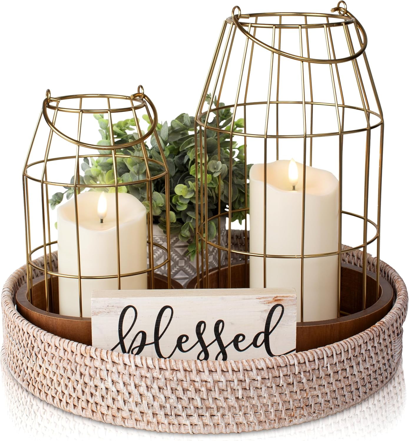 Rustic Farmhouse Lantern Decor Set of 2 - Stylish Decorative Lanterns ...