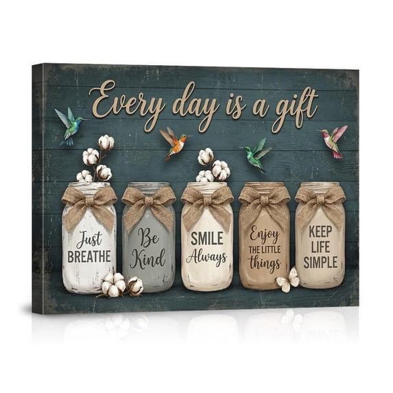 Rustic Farmhouse Mason Jar Every Day Is A Hummingbirds Wall Art ...