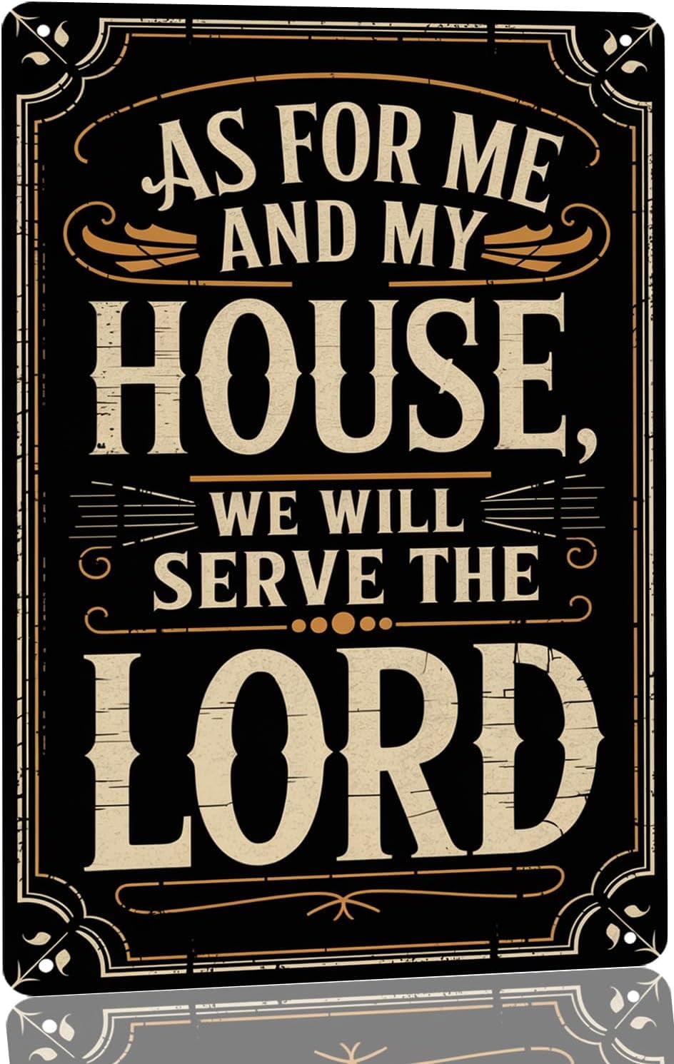 Rustic Farmhouse Metal Sign - 'As for Me and My House, We Will Serve ...