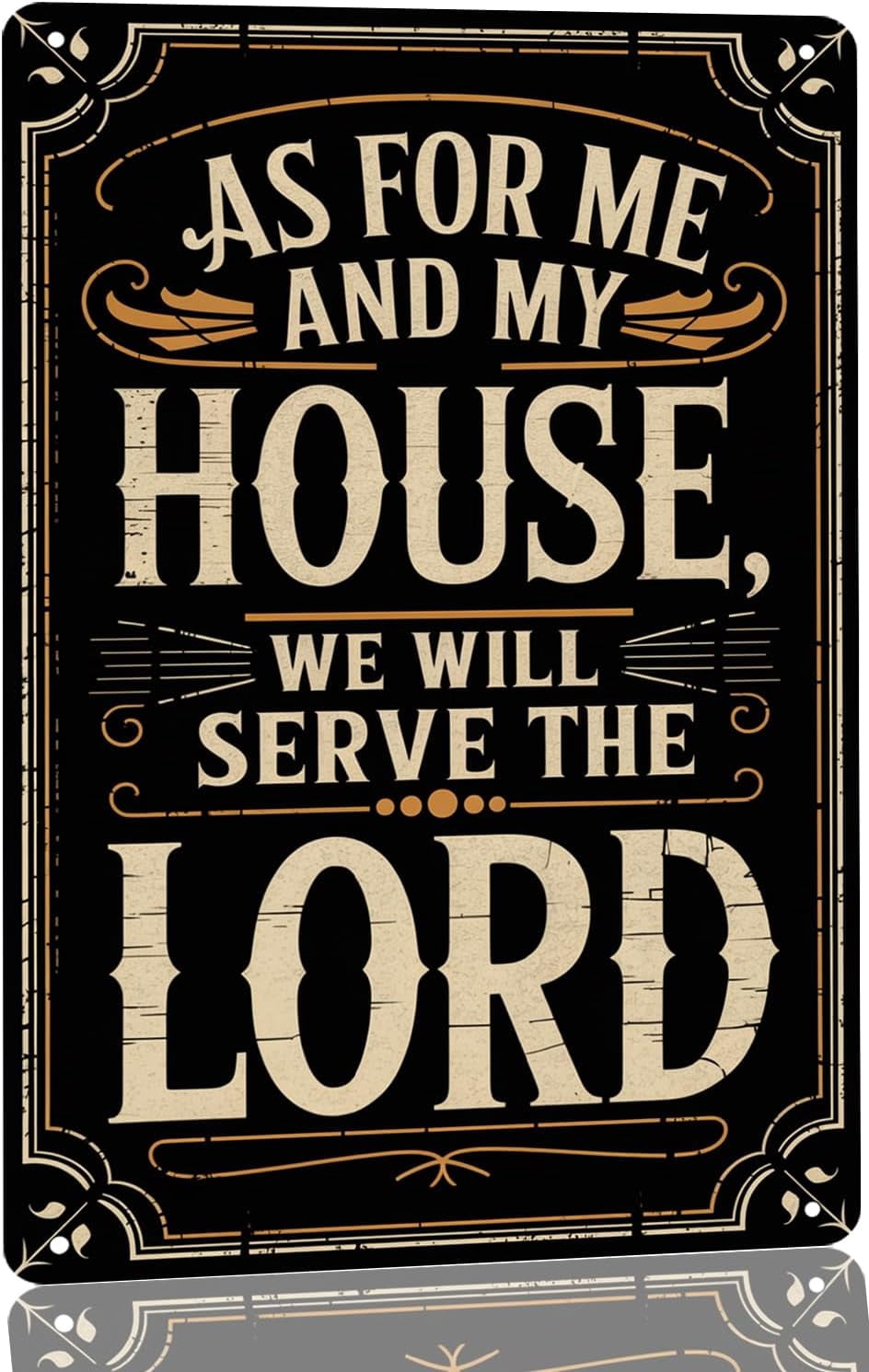 Rustic Farmhouse Metal Sign - 'As for Me and My House, We Will Serve ...