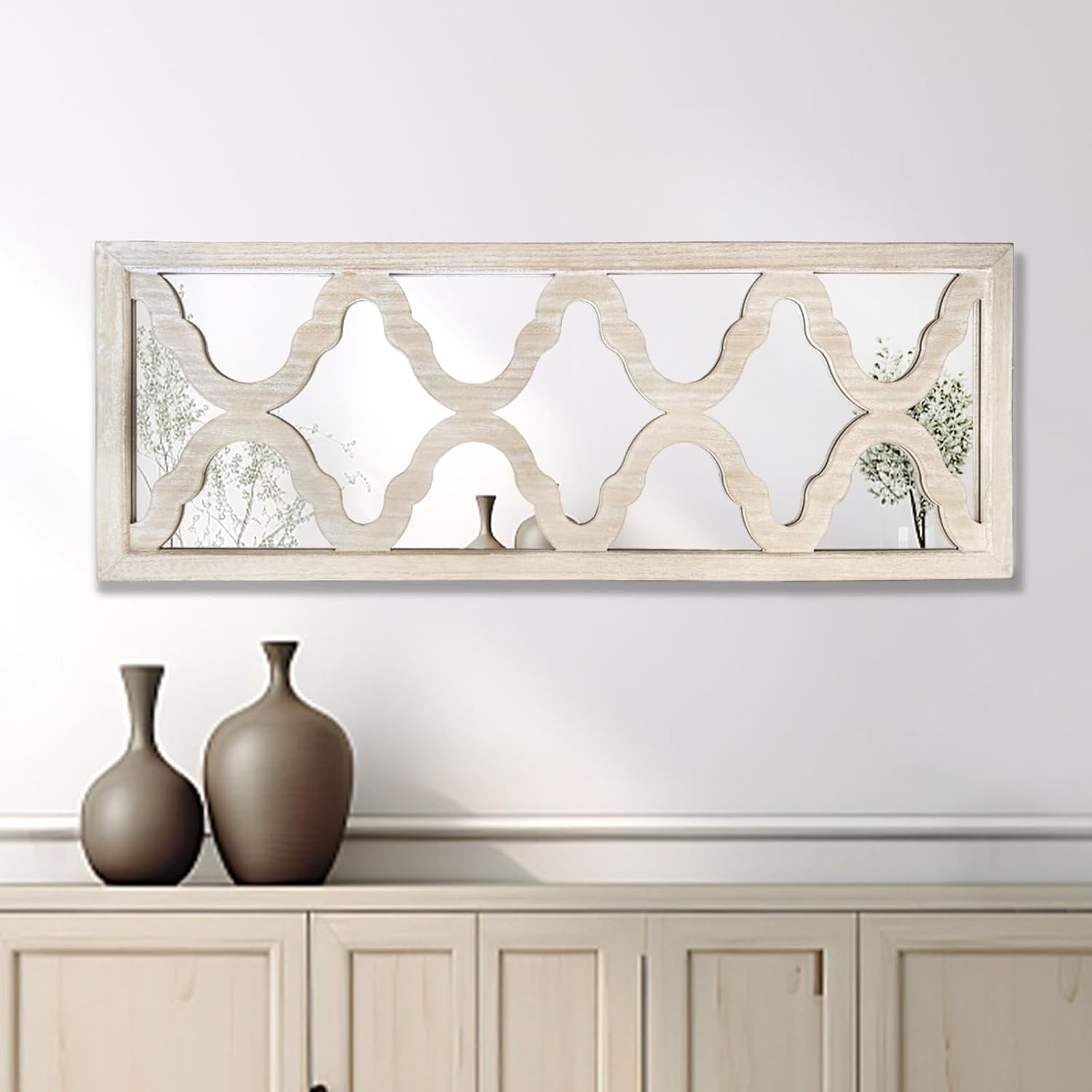 Rustic Farmhouse Mirror 32" x 11" Decorative Window Mirror for Wall ...