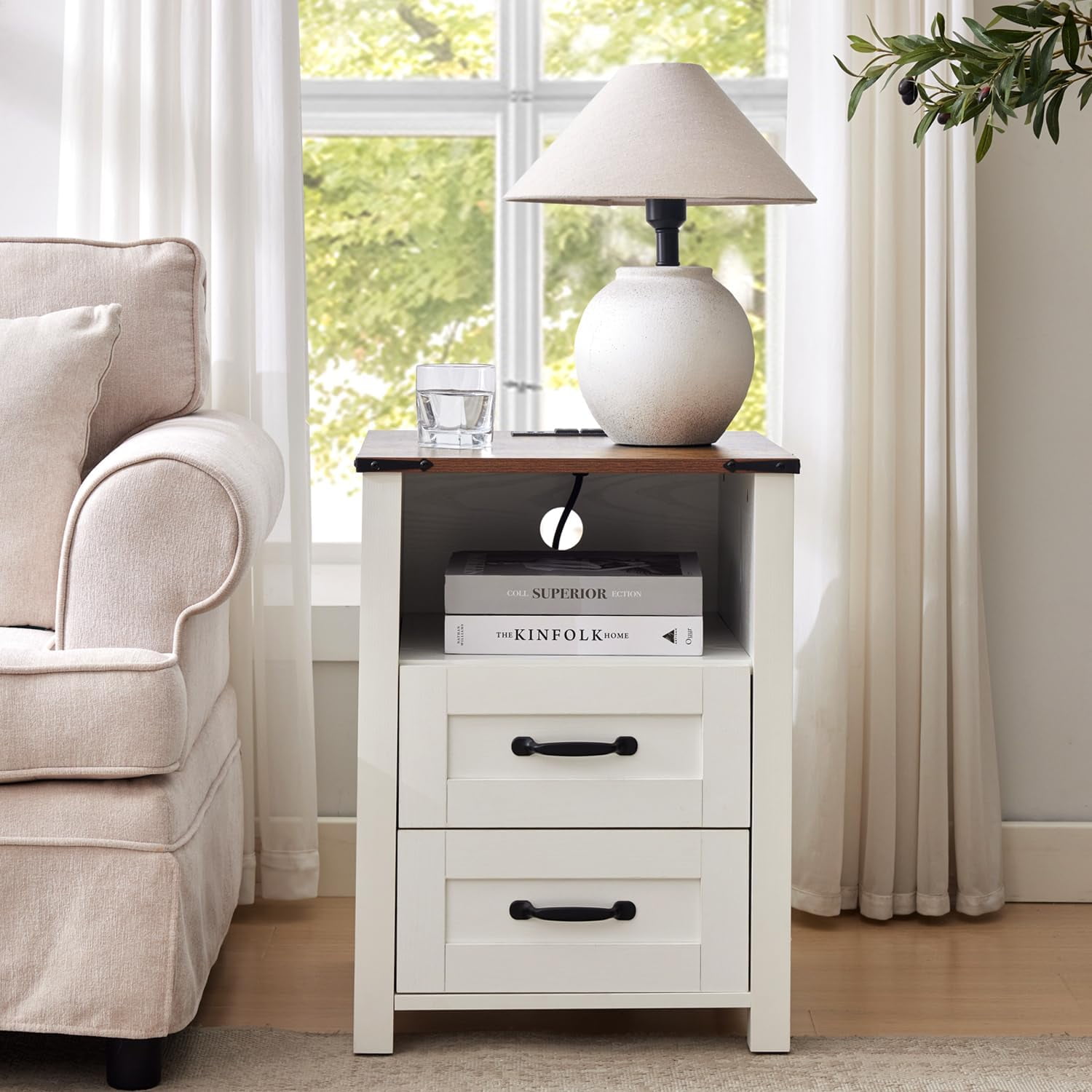 Rustic Farmhouse Nightstand, Rustic Nightstand, End Table with Drawers ...