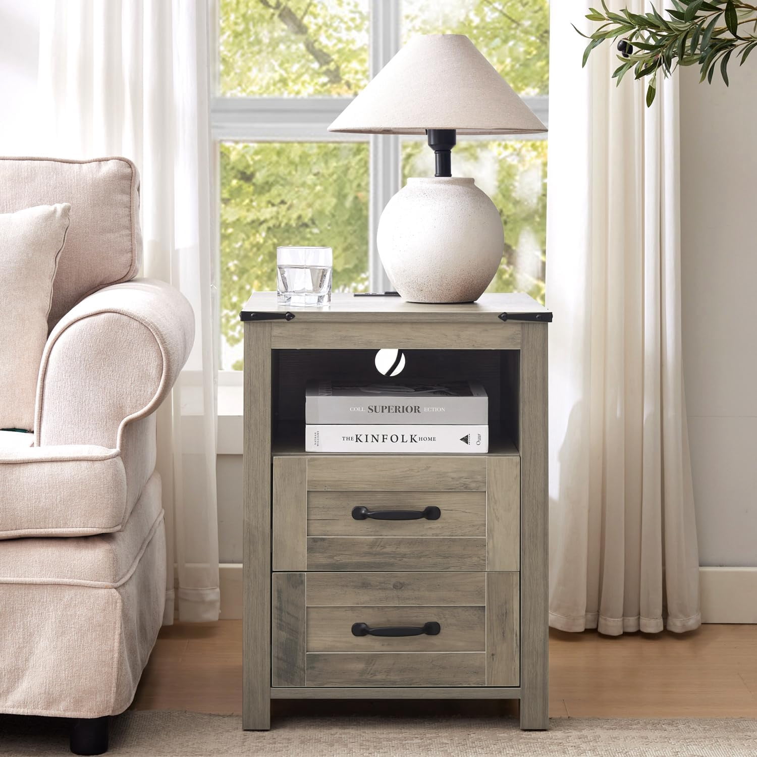 Rustic Farmhouse Nightstand Rustic Nightstand End with Drawers and ...