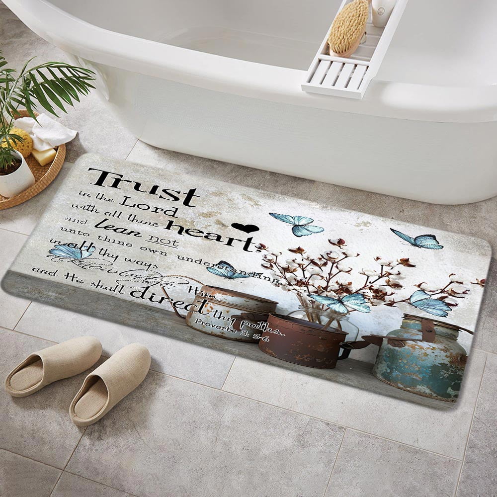 Rustic Farmhouse Non-slip Bath Mats Rugs, Flower Inspirational Quotes ...