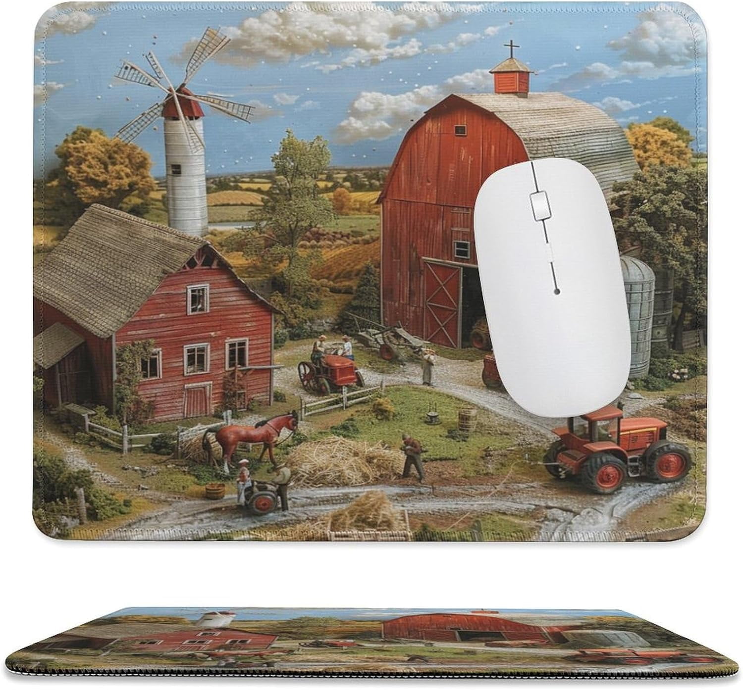 Rustic Farmhouse Old Red Barn Mat Mouse Pad Watercolor American Western ...