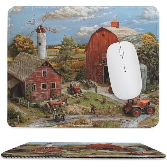 Rustic Farmhouse Old Red Barn Mat Mouse Pad Watercolor American Western ...