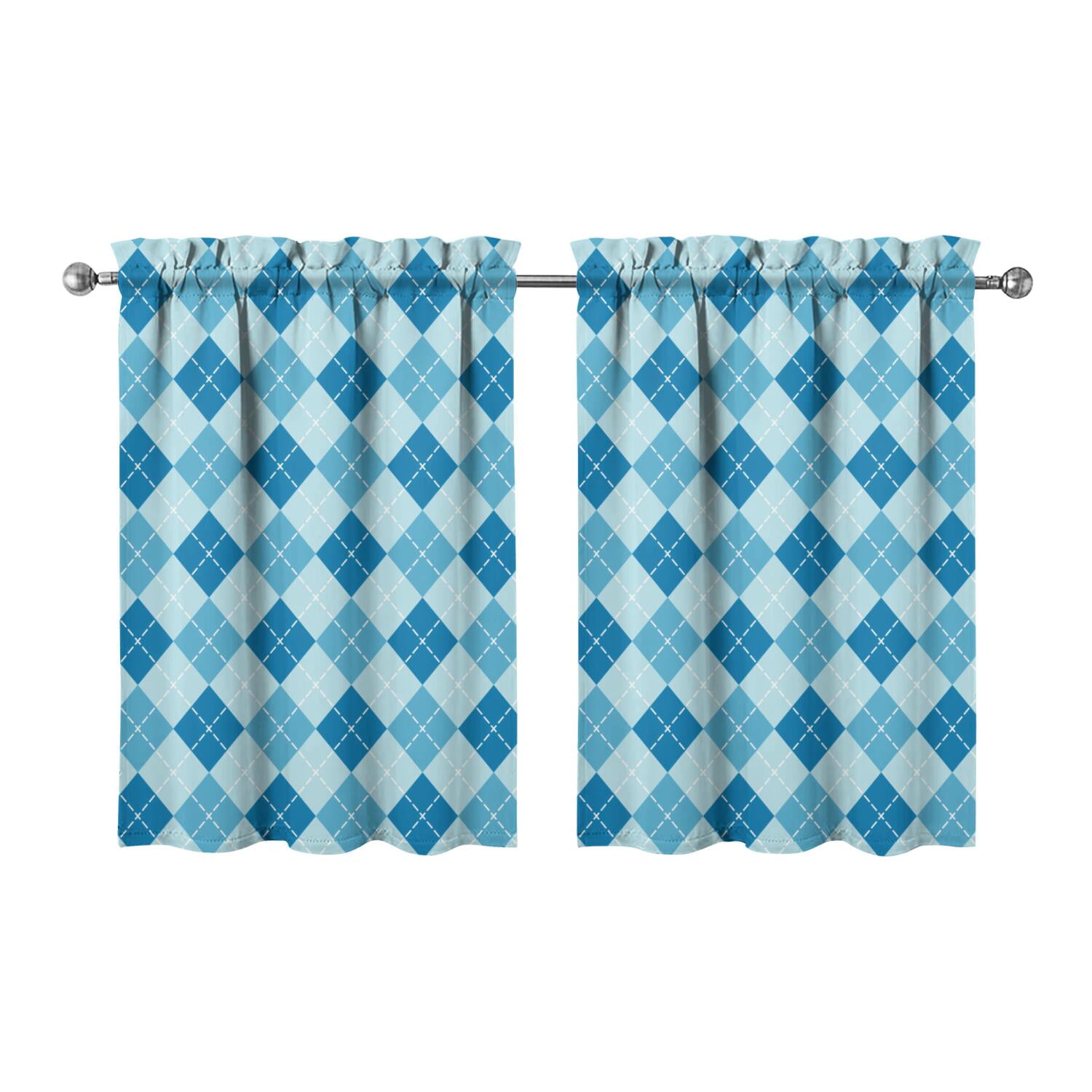 Rustic Farmhouse Plaid Print Kitchen Curtains 2 Pack 27.5x36 Inch Tier ...