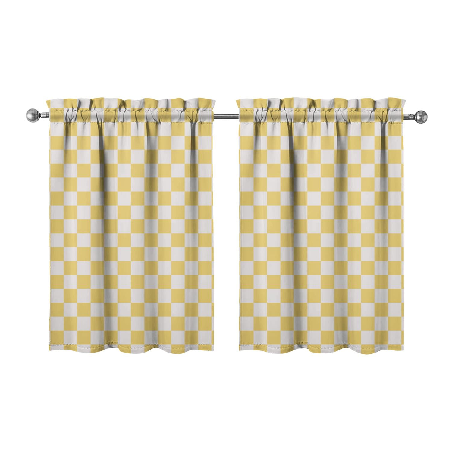 Rustic Farmhouse Plaid Print Kitchen Curtains 2 Pack 27.5x36 Inch Tier ...