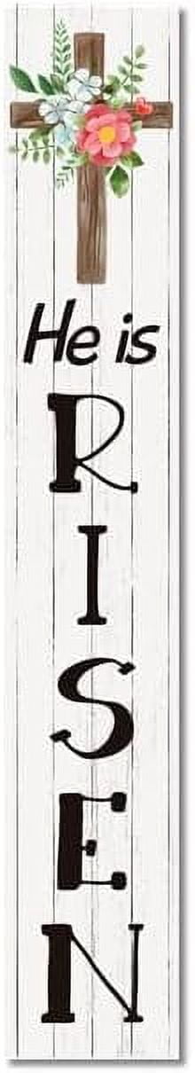 Rustic Farmhouse He Is Risen Wooden Vertical Porch Sign for Welcome ...