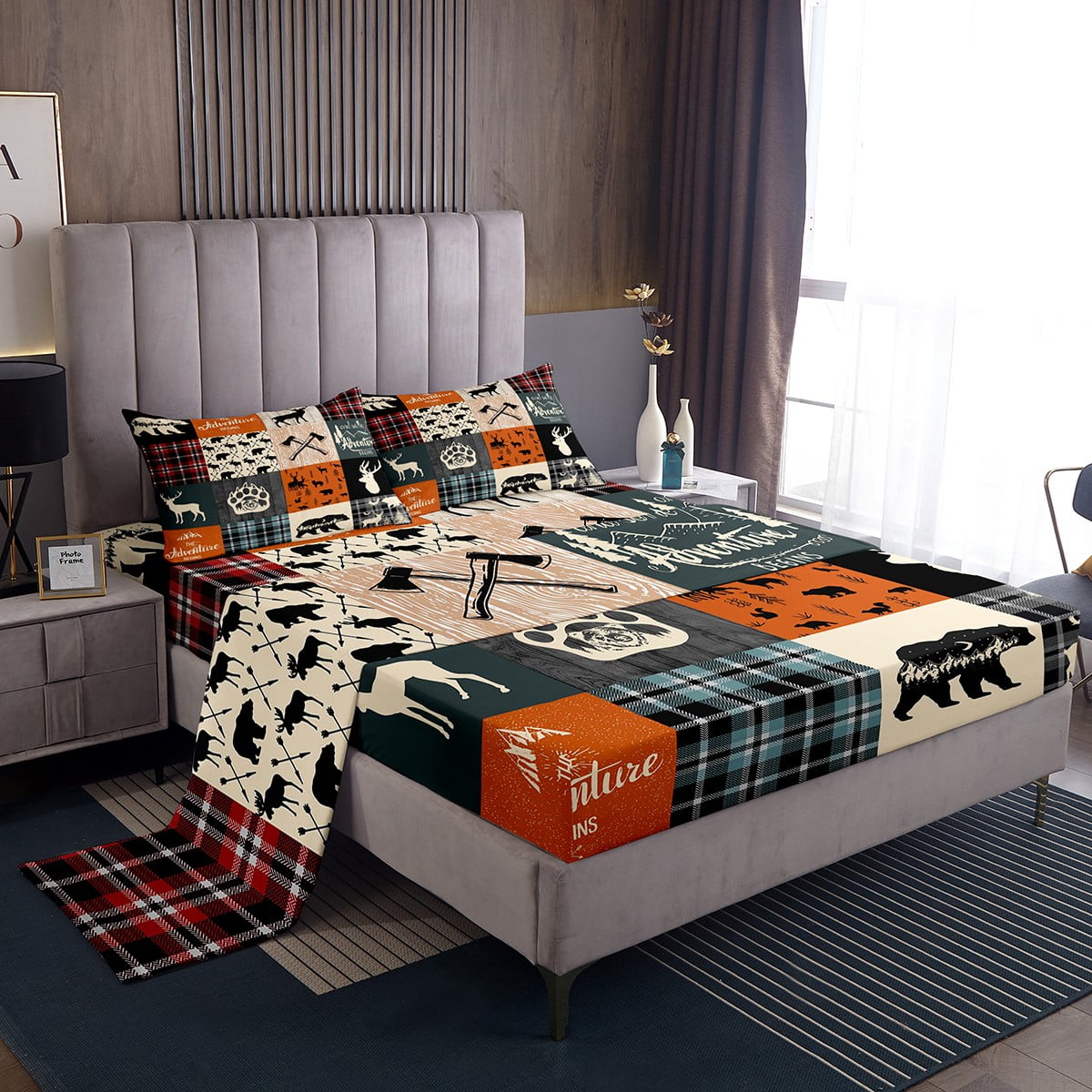 Rustic Farmhouse Sheets King Size, Bear Deer Elk Sheet Set Teens ...