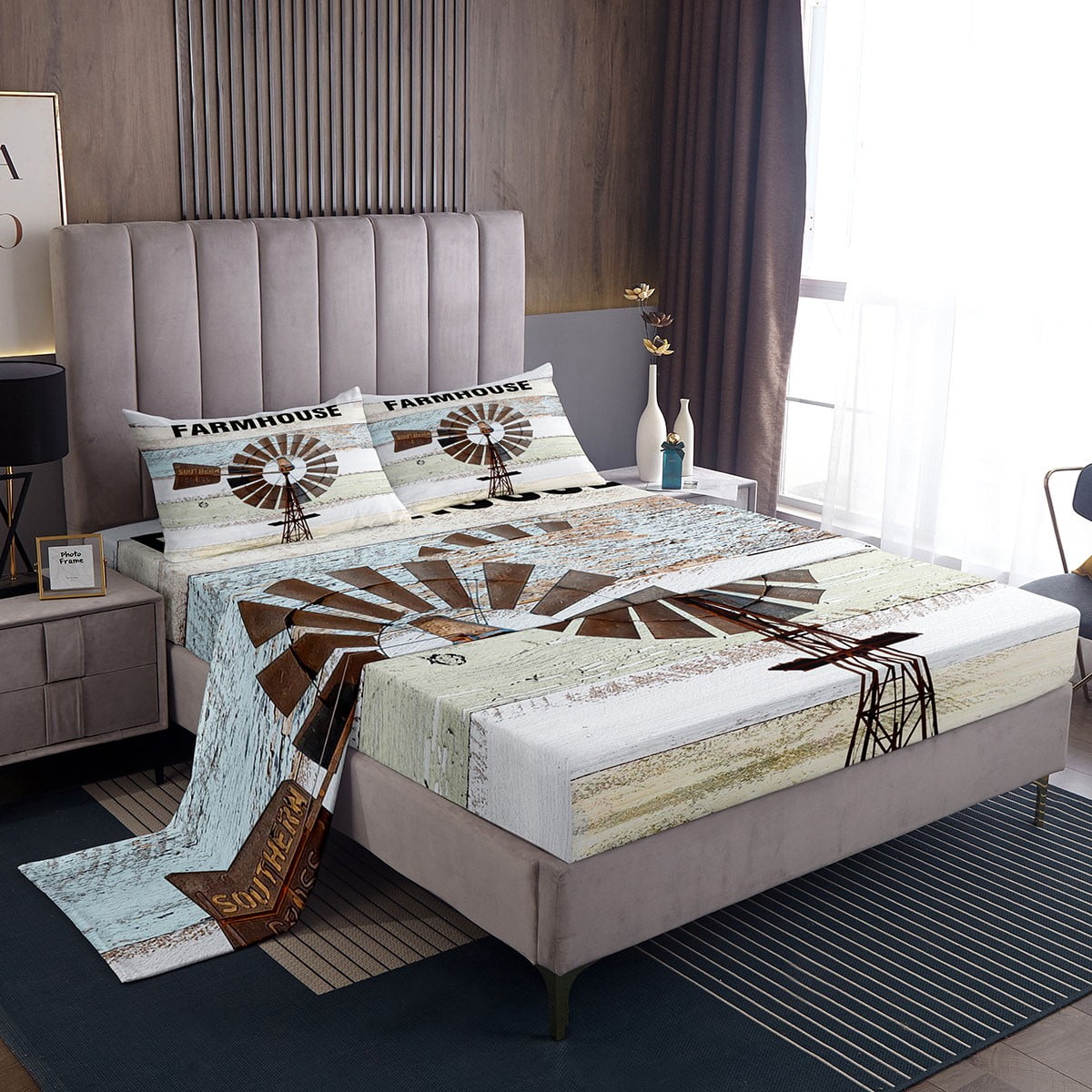 Rustic Farmhouse Sheets for Newborn Youth Boys Farmhouse Windmill Bed ...