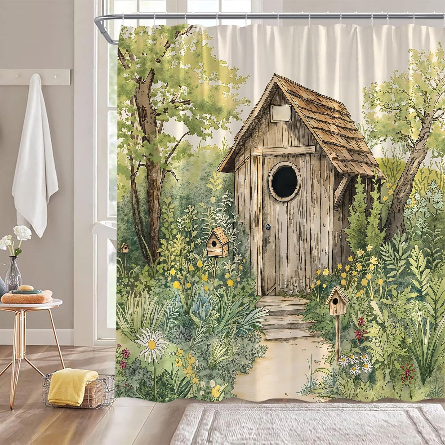Rustic Farmhouse Shower Curtain Primitive Country Outhouse Vintage ...