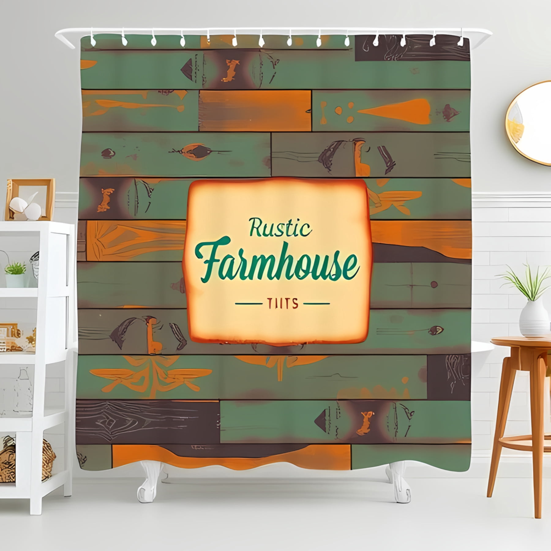 Rustic Farmhouse Shower Curtain - Weathered Wood Plank Design with ...