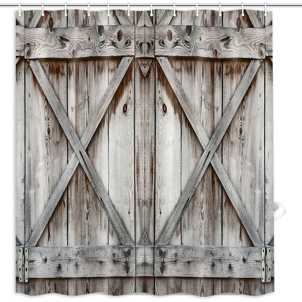 Rustic Farmhouse Shower Curtain, Western Country Barn Door Shower ...