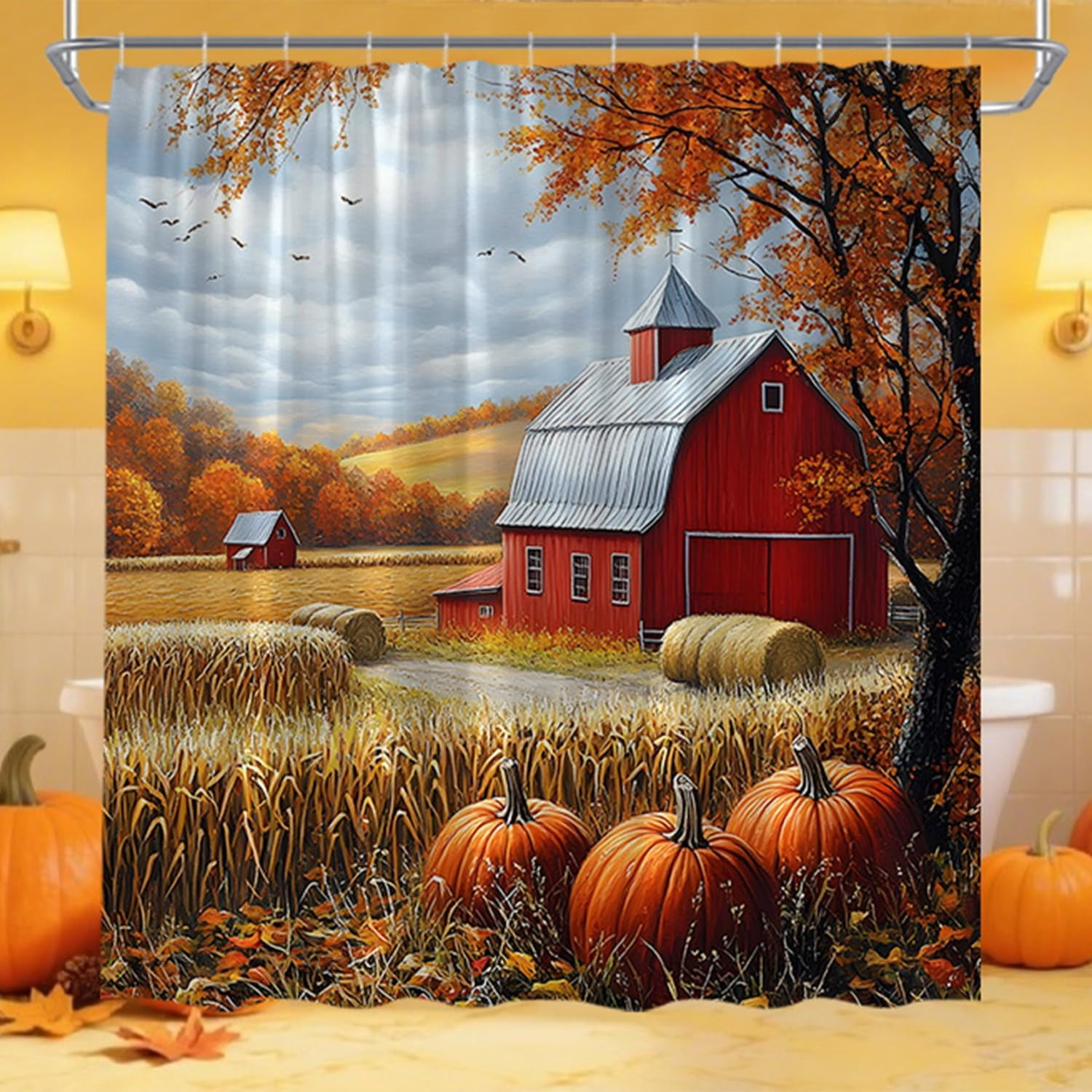 Rustic Farmhouse Shower Curtain Western House Vintage Barn Fall Autumn ...