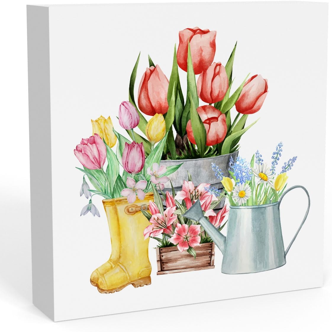 Rustic Farmhouse Spring Country Home Office Desk Decor Tulips Sign ...