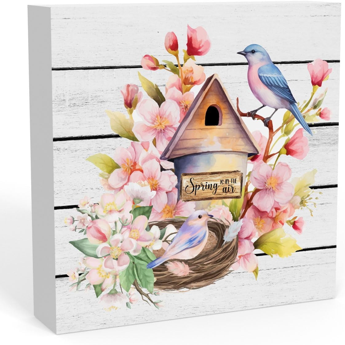 Rustic Farmhouse Spring Flowers Bird Country Home Office Desk Decor ...