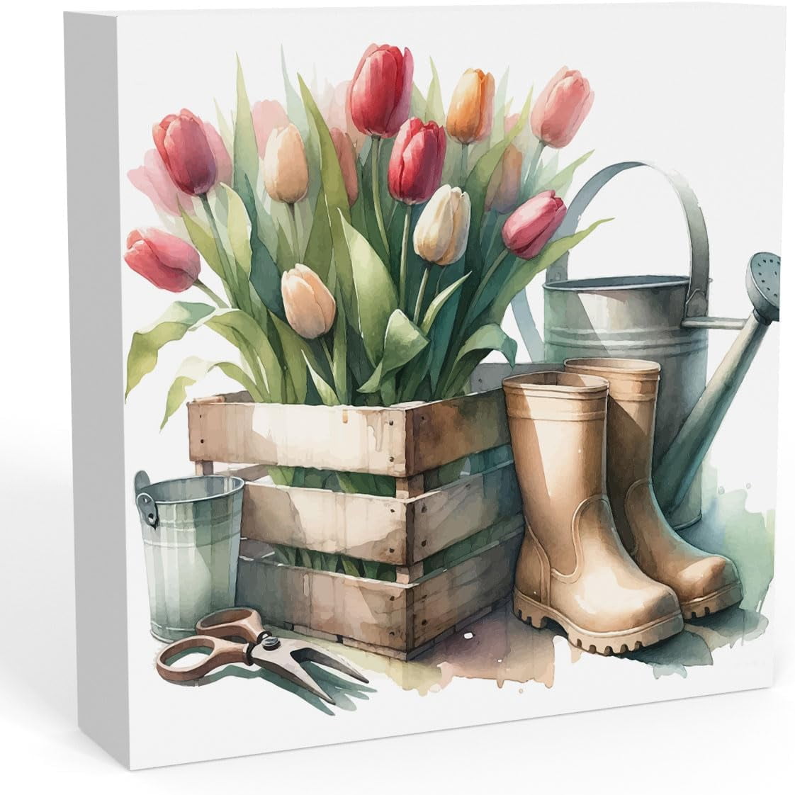 Rustic Farmhouse Spring Home Office Desk Decor Country Decor Tulips ...